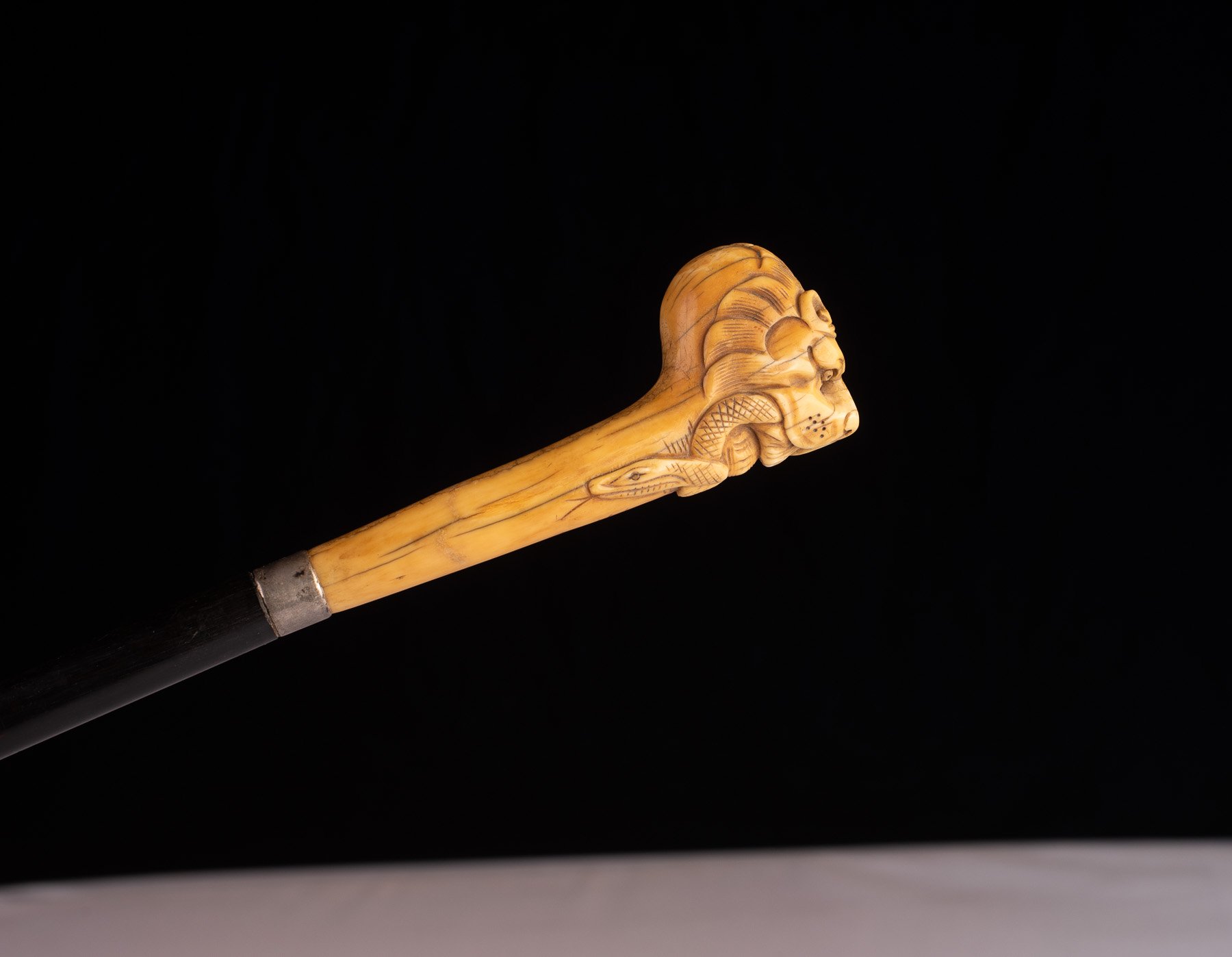 Antique Wooden Cane w/ Steer Head — Old West Collector