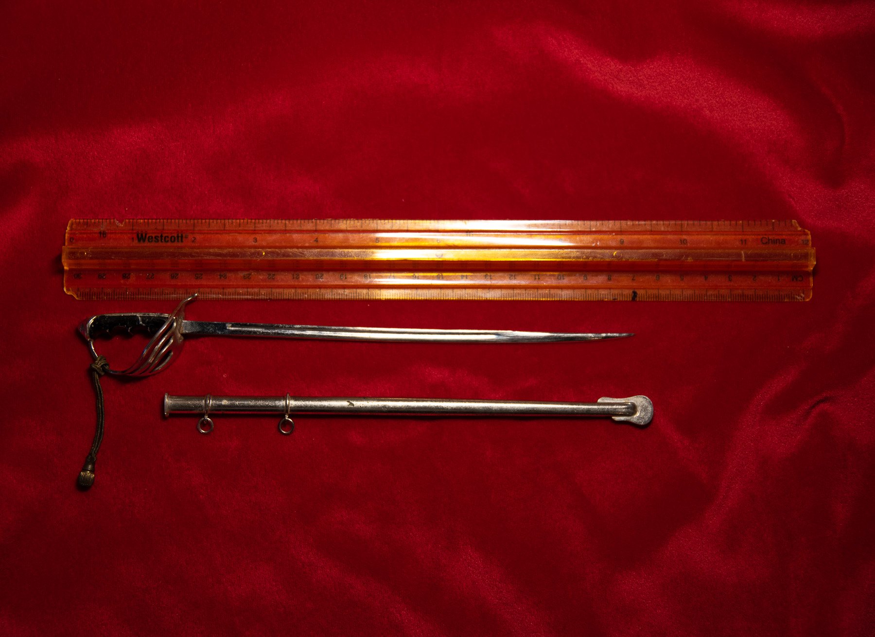 Vintage Miniature Rapier Sword w/ Sheath and Knot — Old West Collector