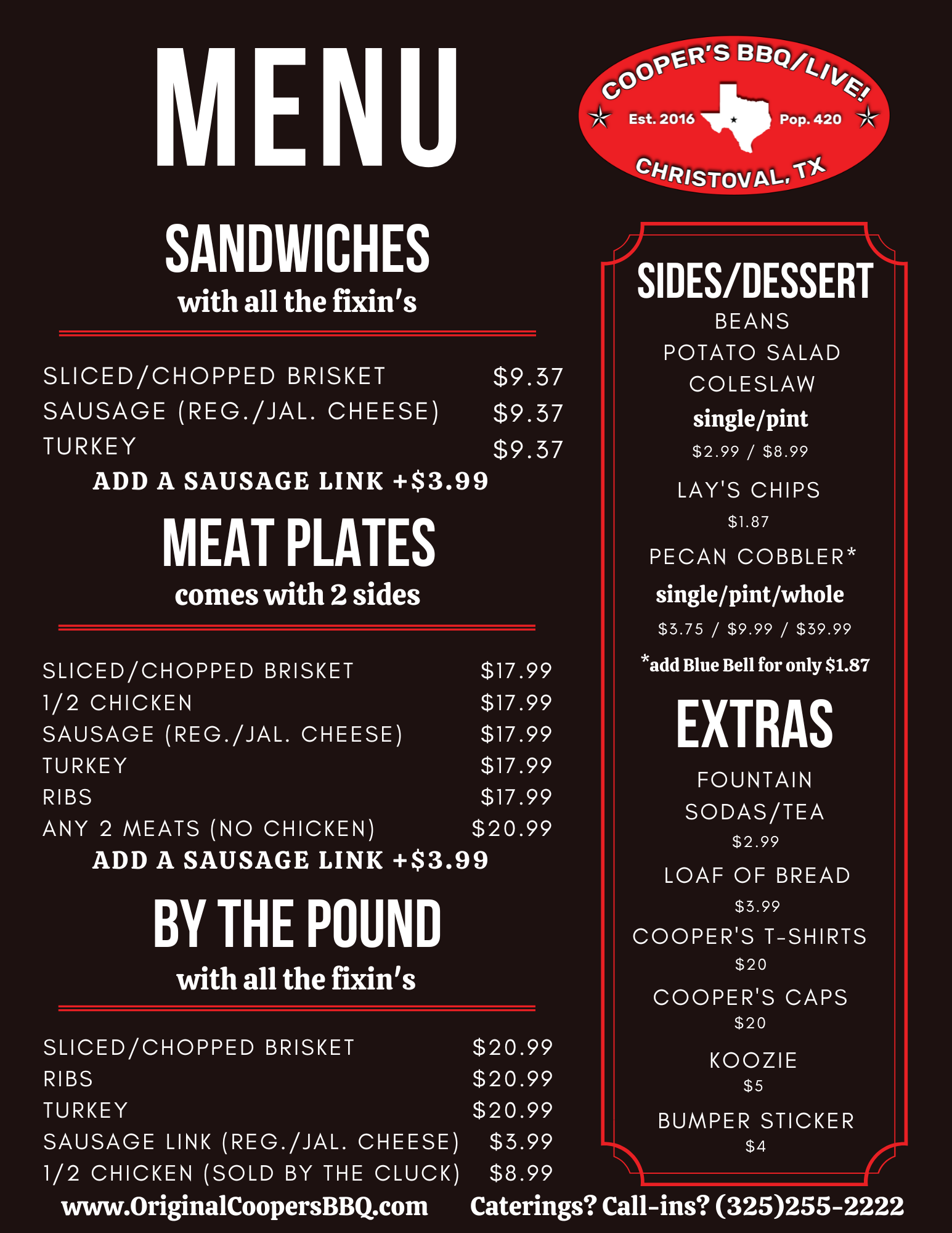 Our Menu | Explore BBQ Delights — Cooper's Bar-B-Q/Cooper's BBQ LIVE!