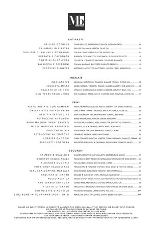 Menu — Mangiabevi Urban Italian