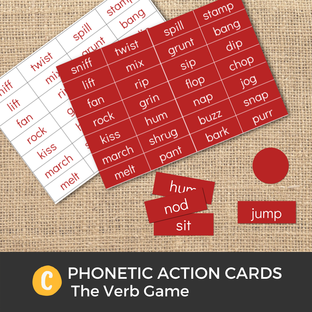 Phonetic Action Cards - The Verb Game — Charlotte Peck | Montessori ...