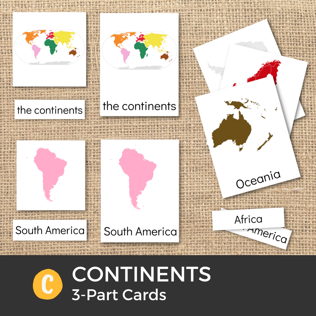 printable continent cards