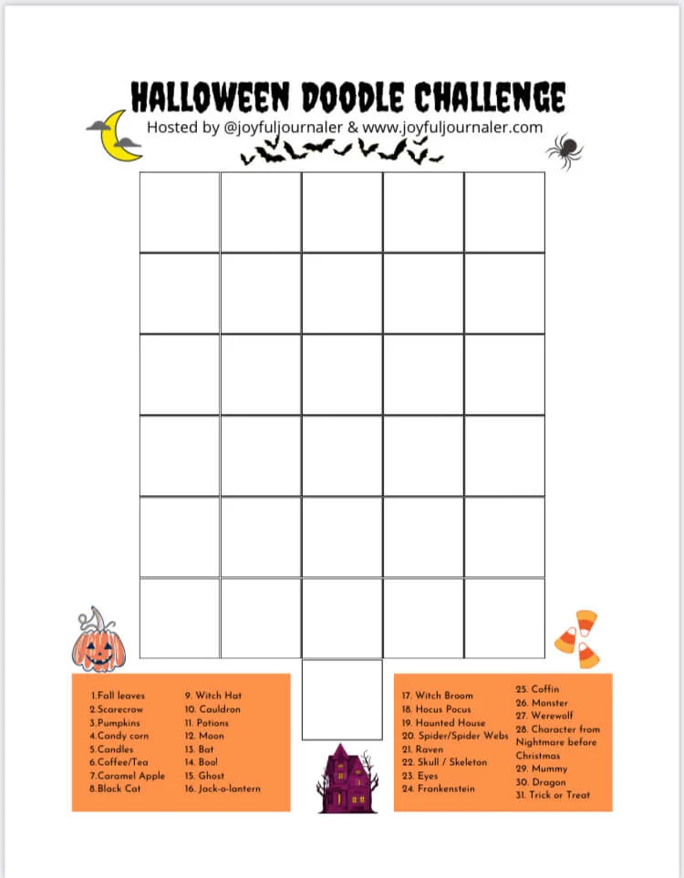 Halloween Drawing Challenge & Prompt Lists — Joyful Journaler