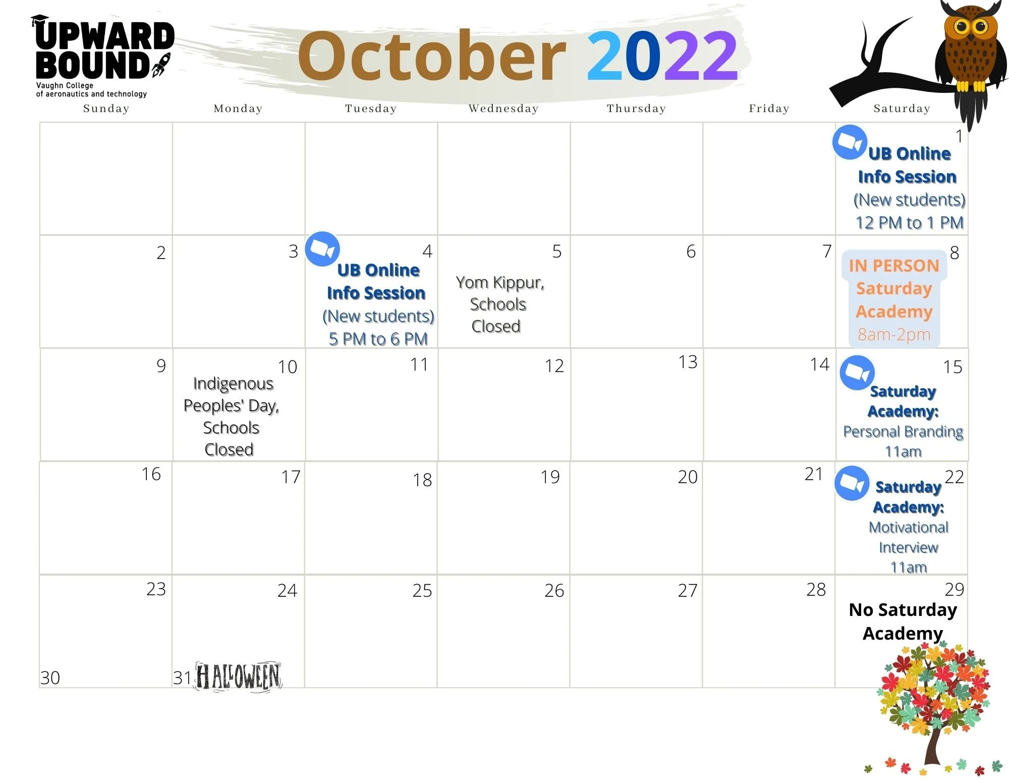 Calendar & Workshops — Upward Bound Program