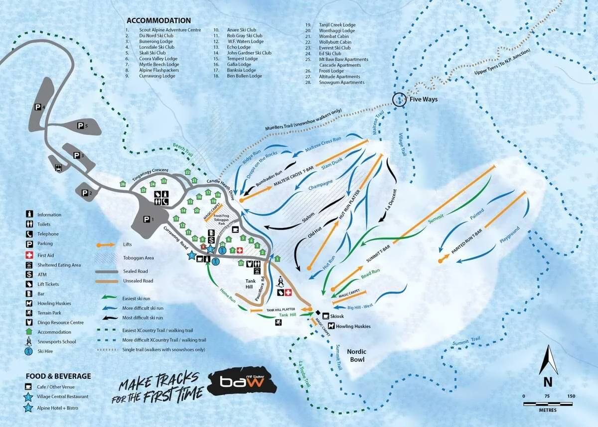 Mt Baw Baw Ski Resort – Trail Map – Victoria - Australia
