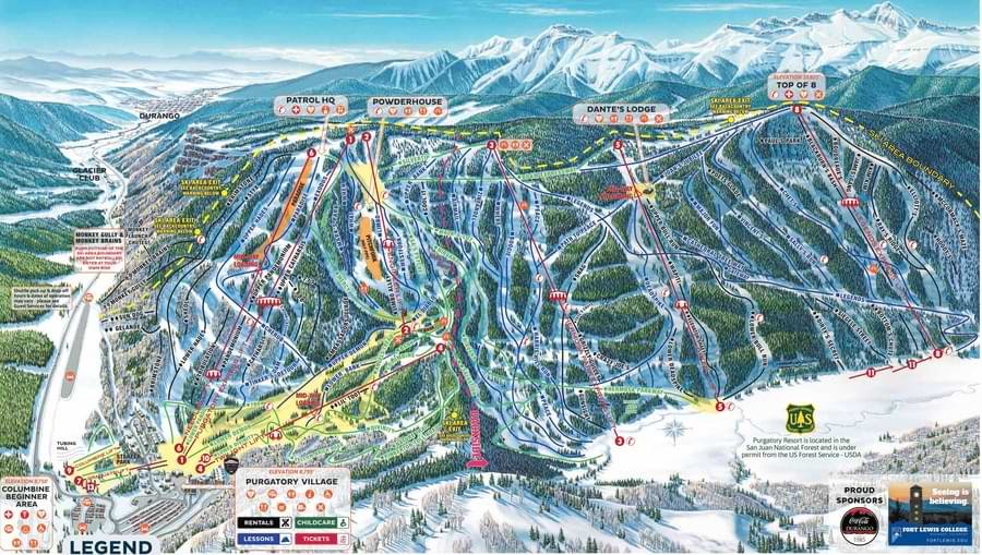 Purgatory Trail Map | Colorado Ski Maps