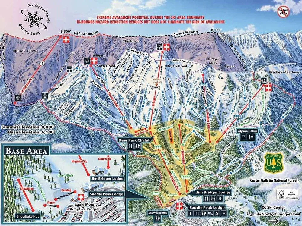 Bridger Bowl Trail Map | Ski Maps | Montana
