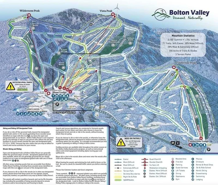 Bolton Valley Trail Map - Vermont