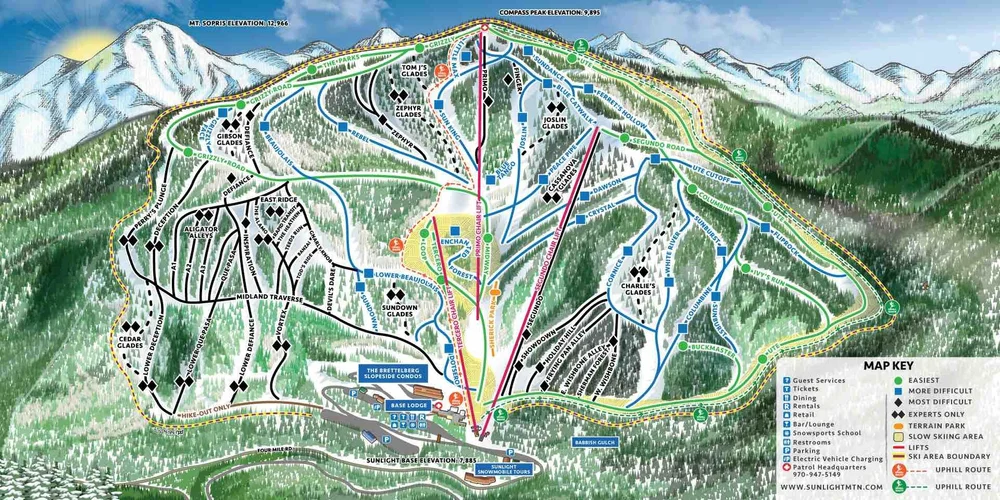 Sunlight Mountain Trail Map | Colorado Ski Maps