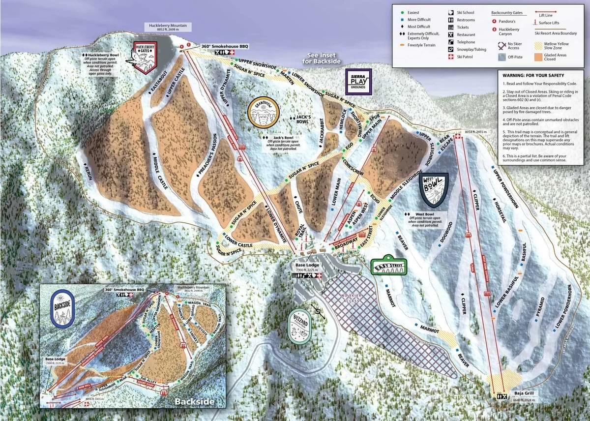 Sierra at Tahoe Resort – Trail Map – California