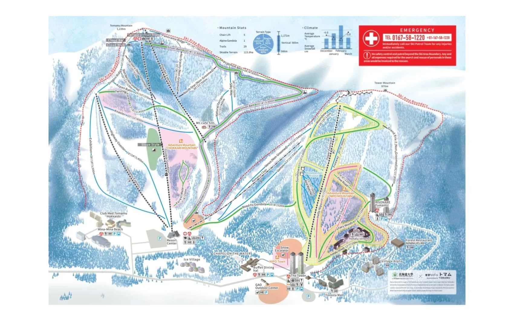Hoshino Tomamu Mountain Trail Map | Hokkaido