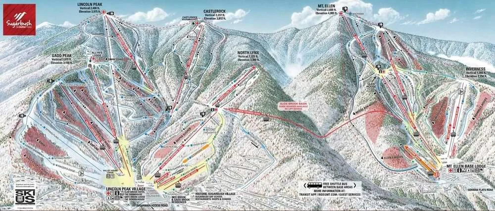 Sugarbush Ski Resort Trail Map | Northern Vermont