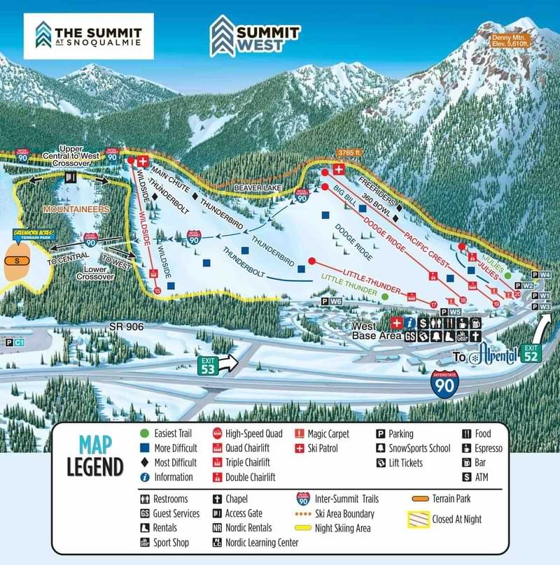 Summit at Snoqualmie Trail Map | Ski Maps | Washington Summit at Snoqualmie Trail Map | Ski Maps | Washington