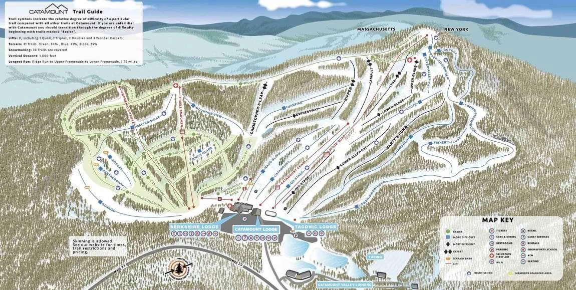 Catamount Trail Map | Ski Maps | New York
