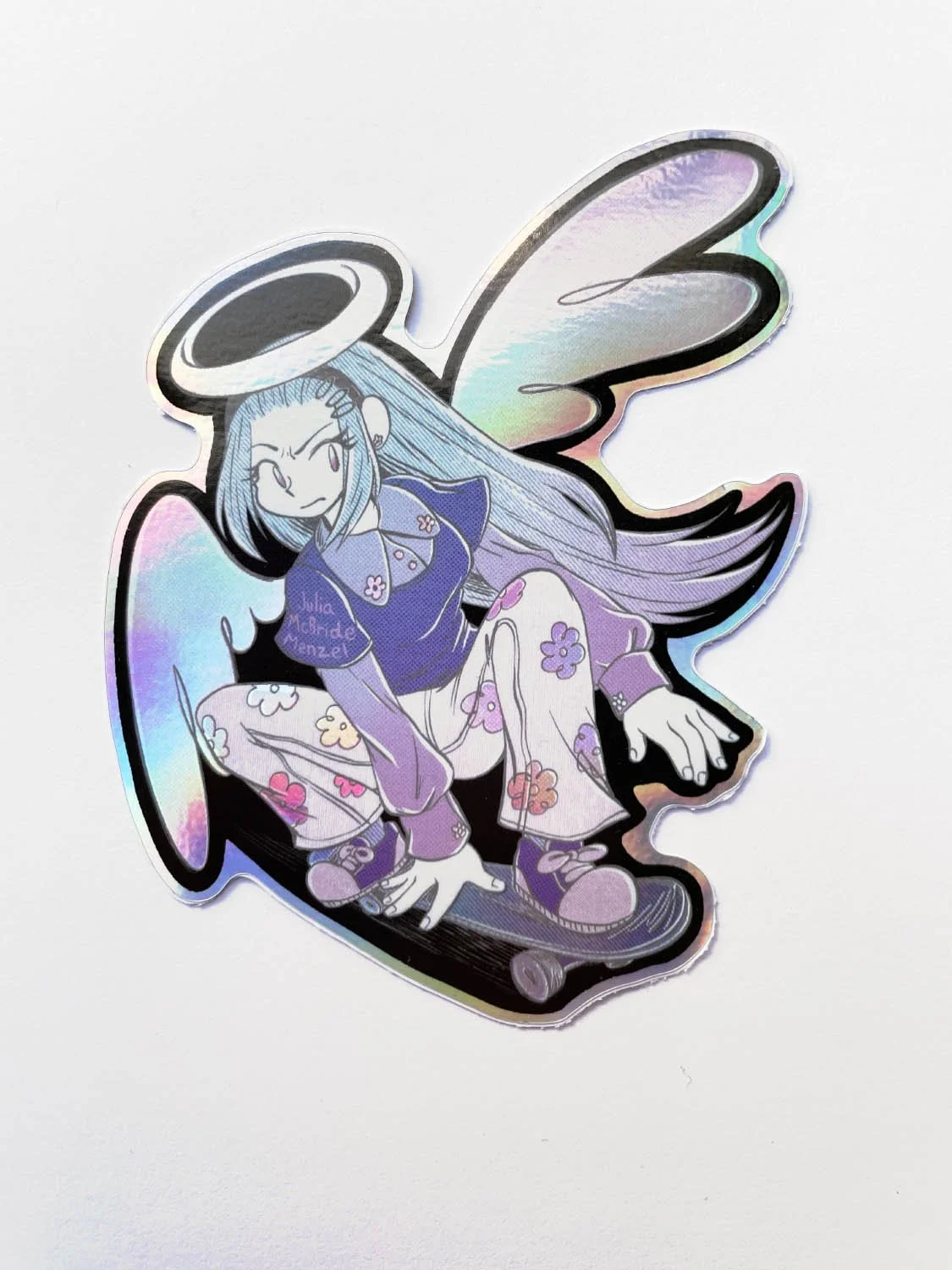 Pink Grooving Angel Holographic Sticker — Julia McBride Menzel