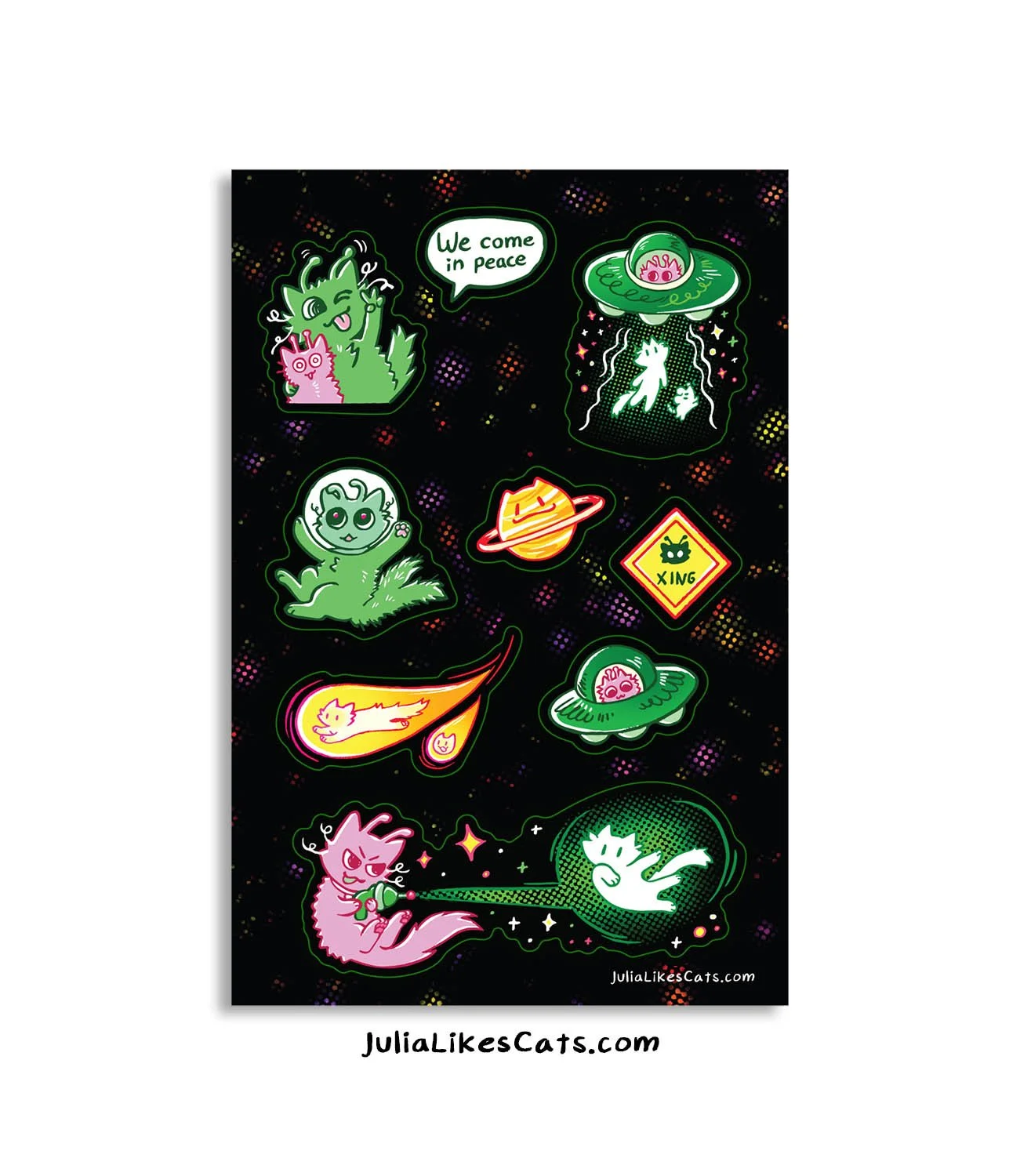Alien Kitty Sticker Sheet — Julia Likes Cats