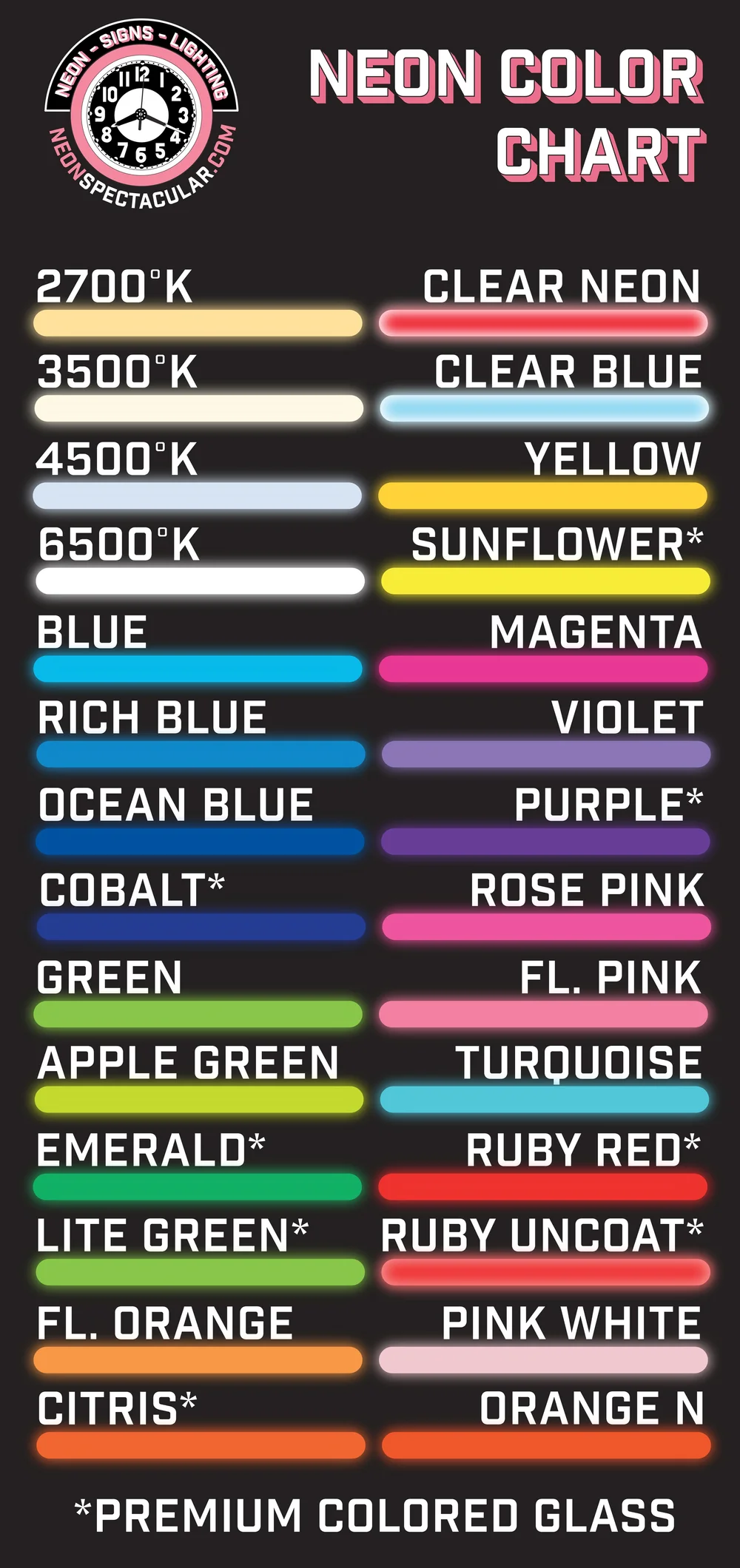 Color Charts — Neon Spectacular