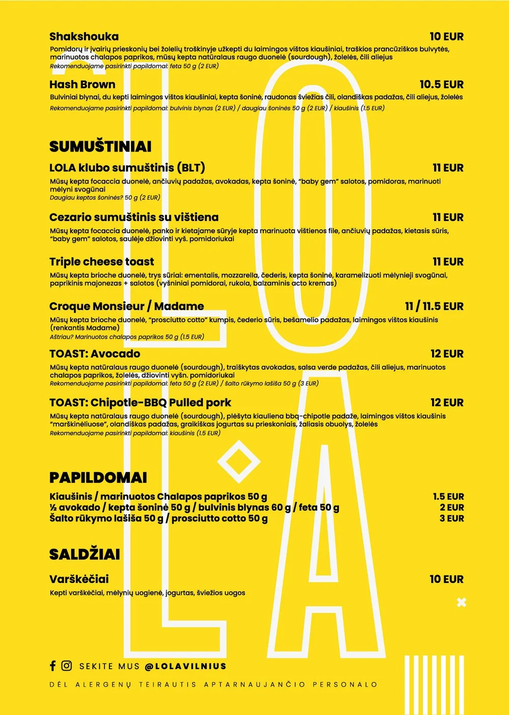 Menu — LOLA VILNIUS