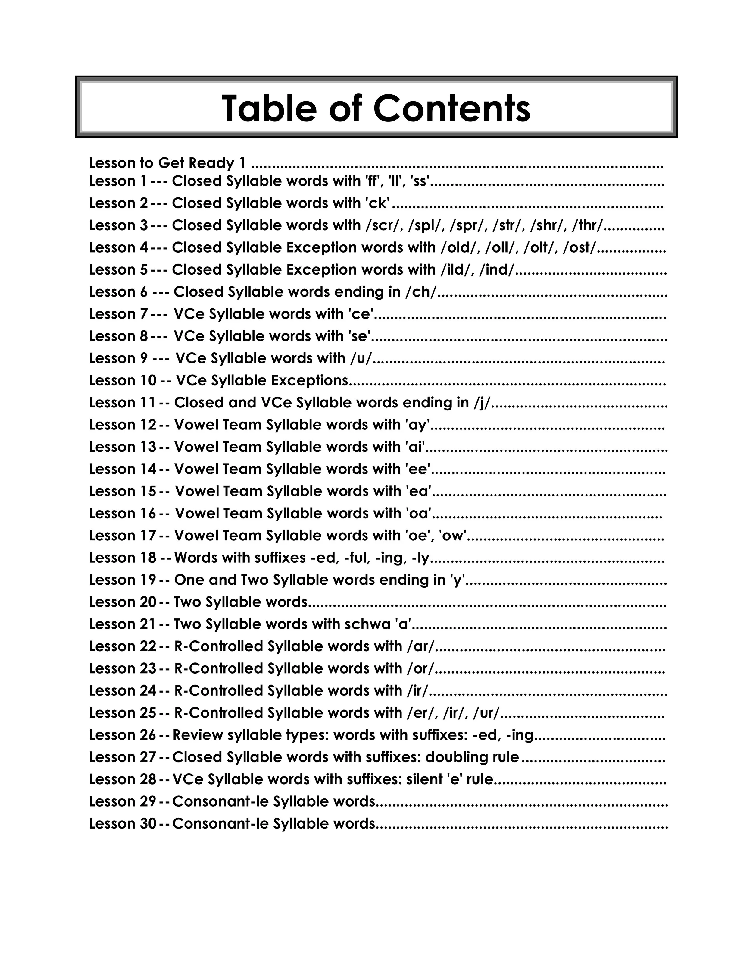 Table Of Contents Level 2 — Pure Learning
