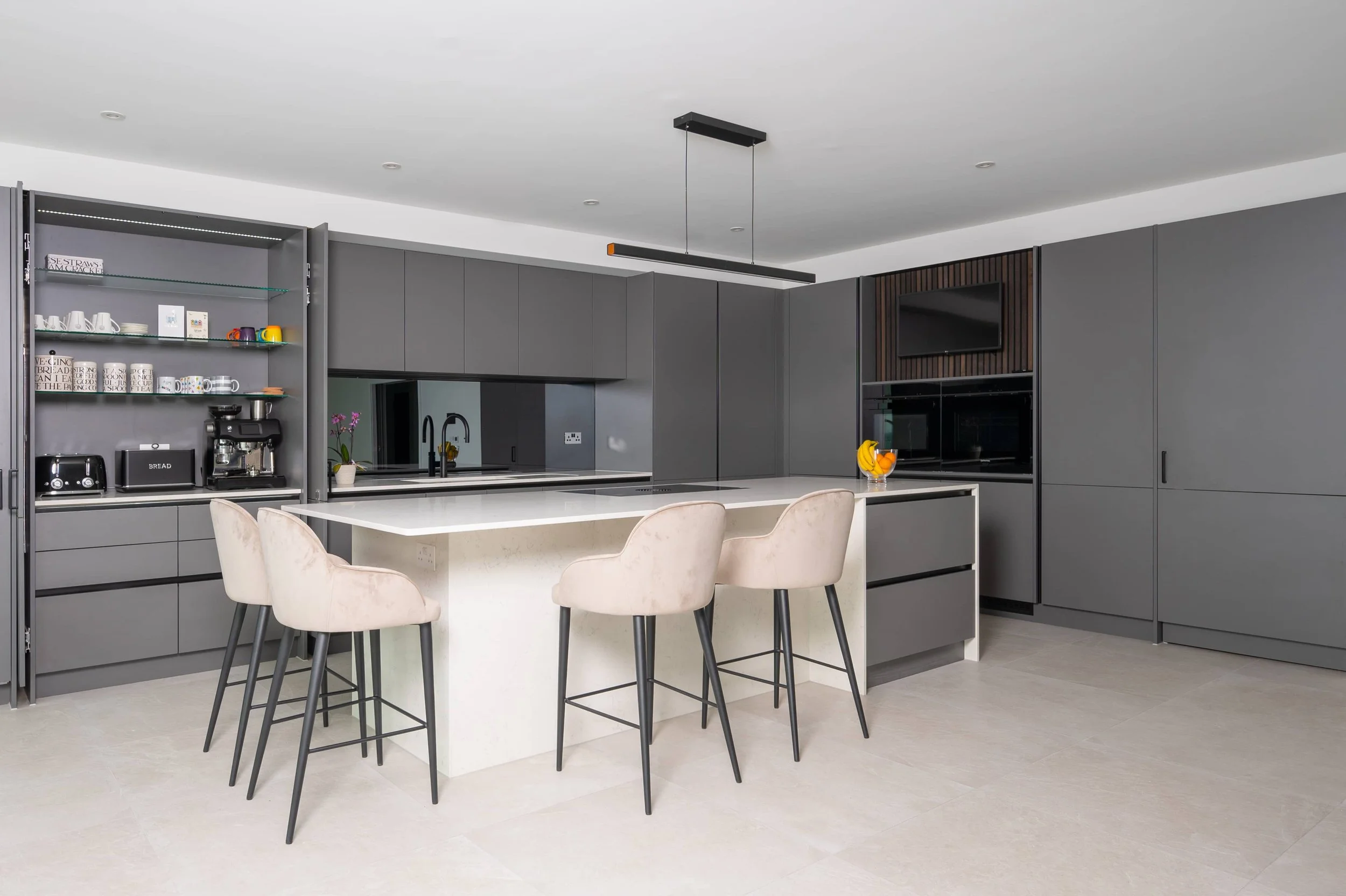 Graphite Handleless Kitchen in Poole | Audus Kitchens