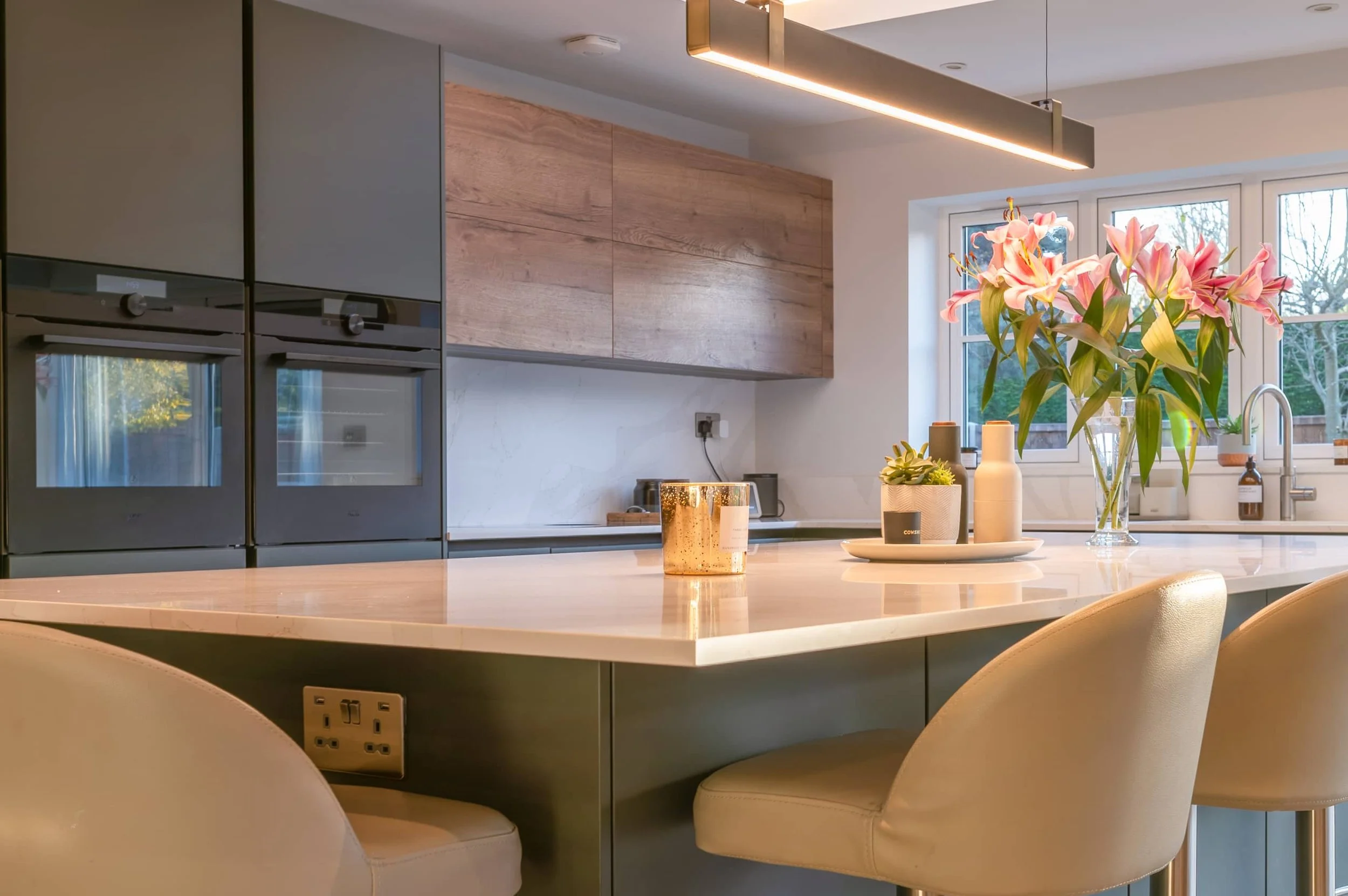 Matt Green Handleless Kitchen in Redbourn | Audus Kitchens