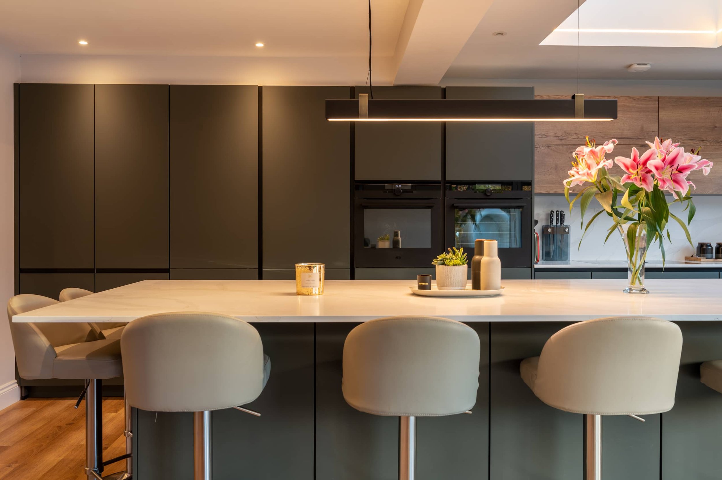 Matt Green Handleless Kitchen in Redbourn | Audus Kitchens