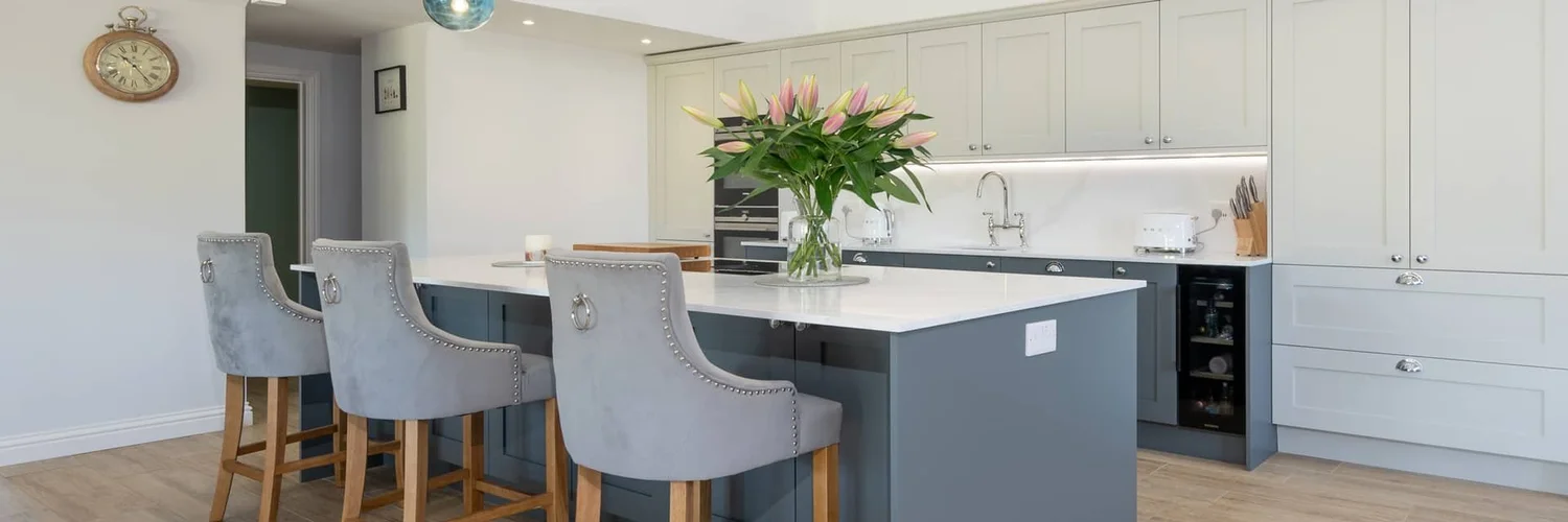 Classic Contemporary Blue Kitchen St Albans | Audus Kitchens