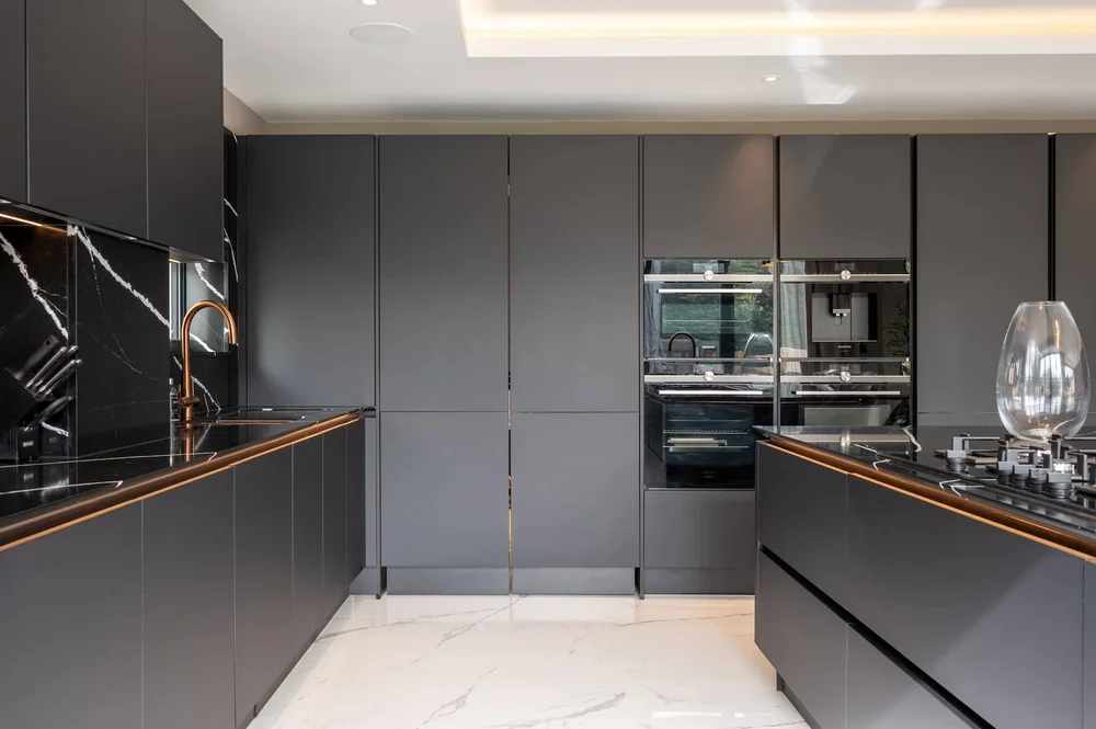 Modern Sleek Black Kitchen in St Albans | Audus Kitchens