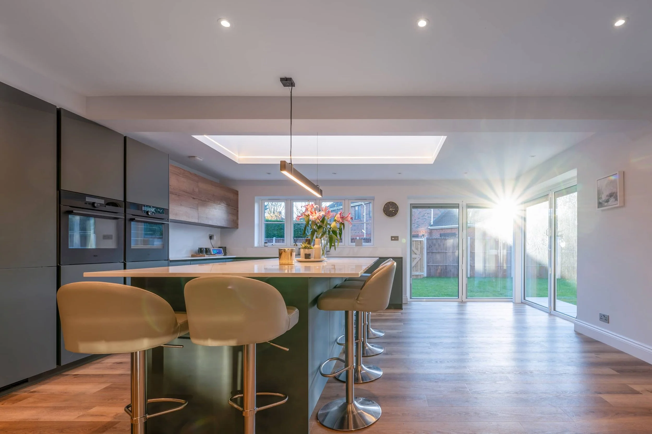 Matt Green Handleless Kitchen in Redbourn | Audus Kitchens