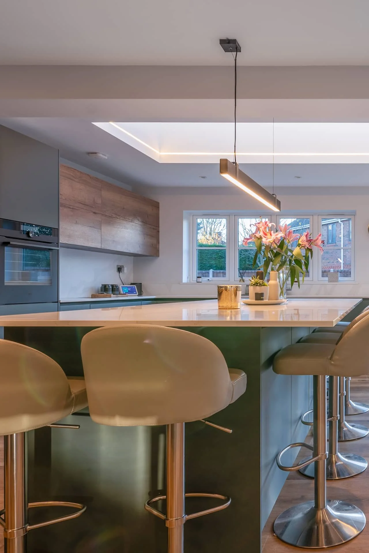 Matt Green Handleless Kitchen in Redbourn | Audus Kitchens