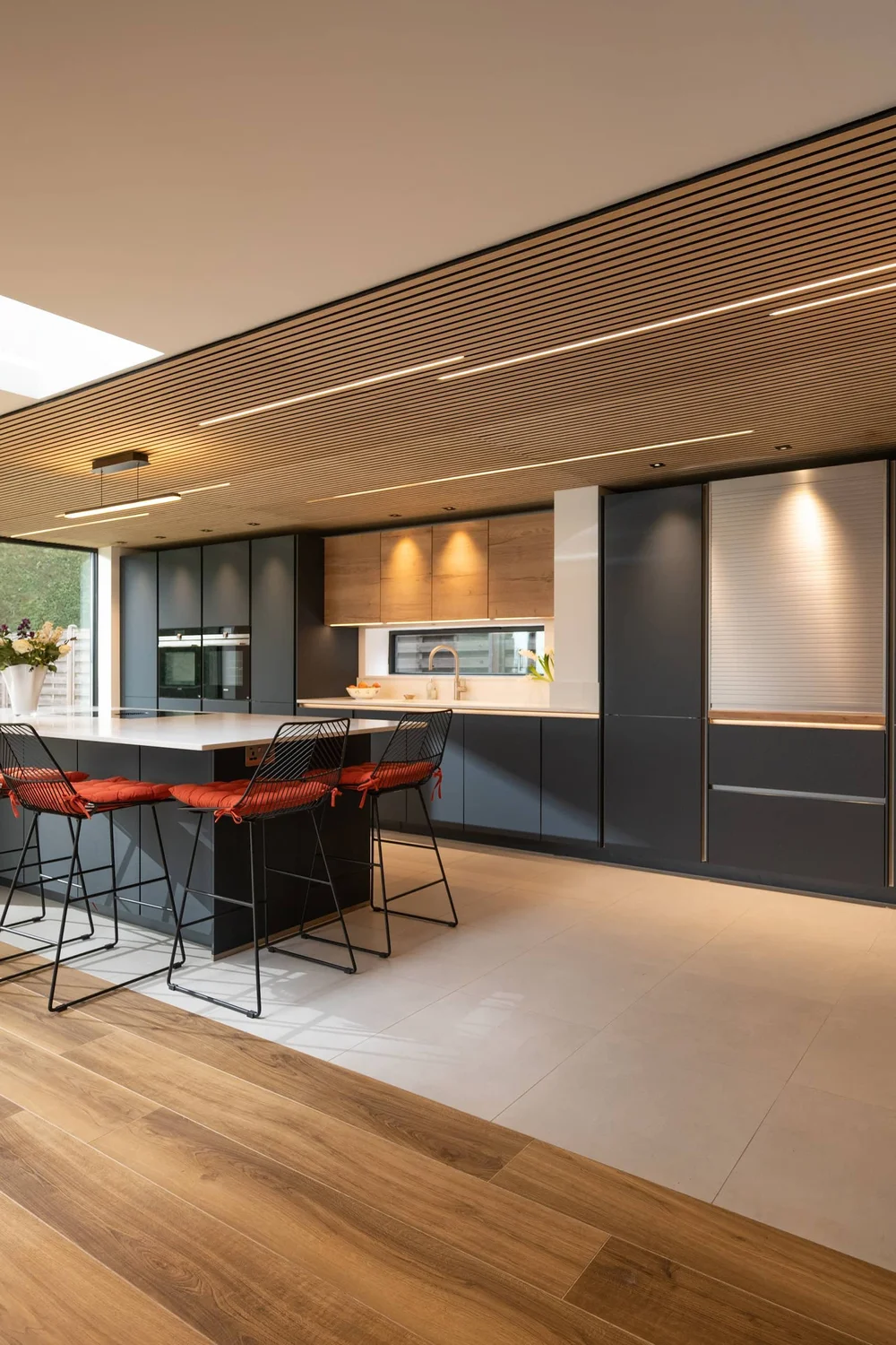 Luxurious Fjord Blue and Oak Kitchen in Wilstone | Audus Kitchens