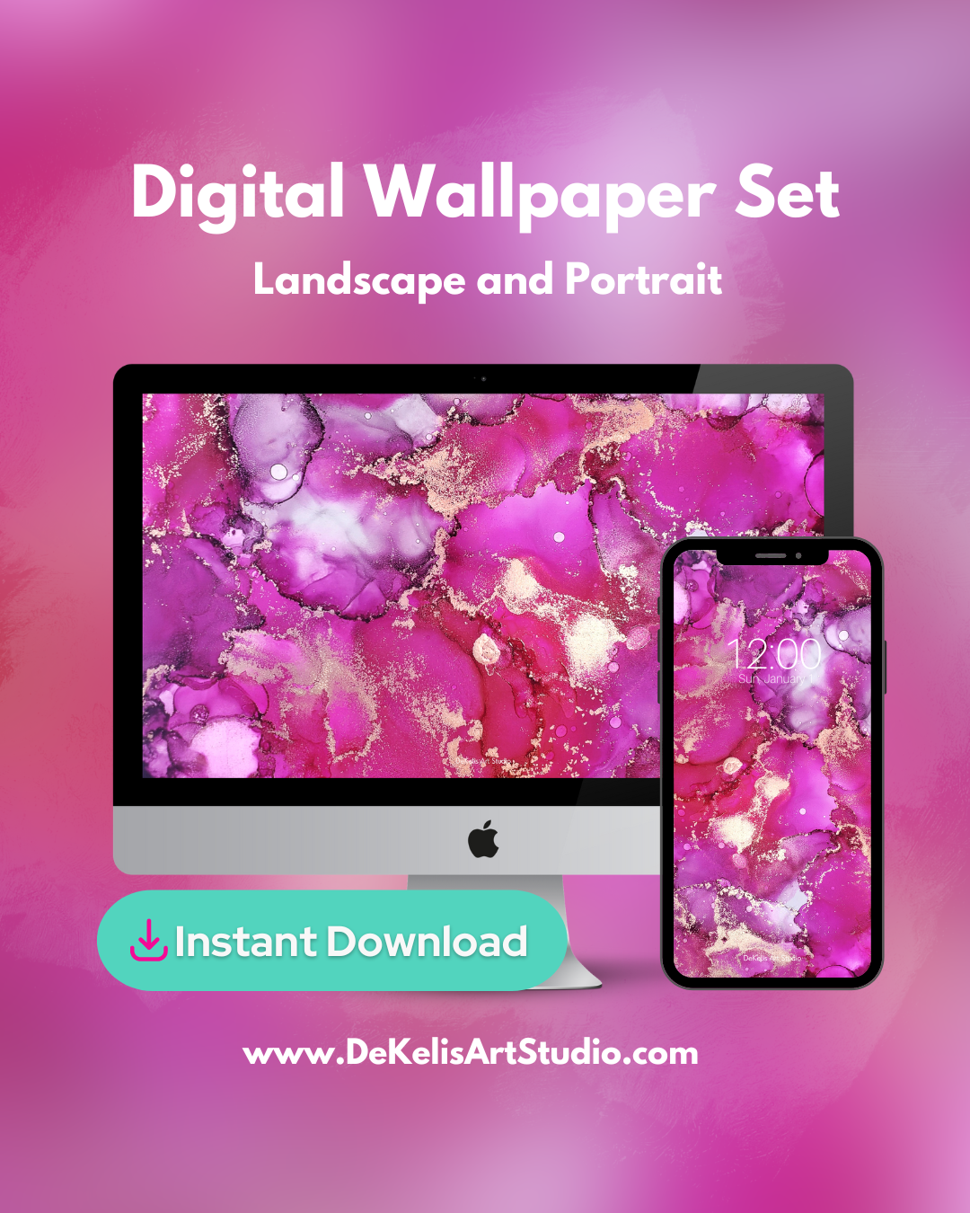 Lavish Dreams Abstract Painted Digital Wallpaper — DeKelis Art Studio