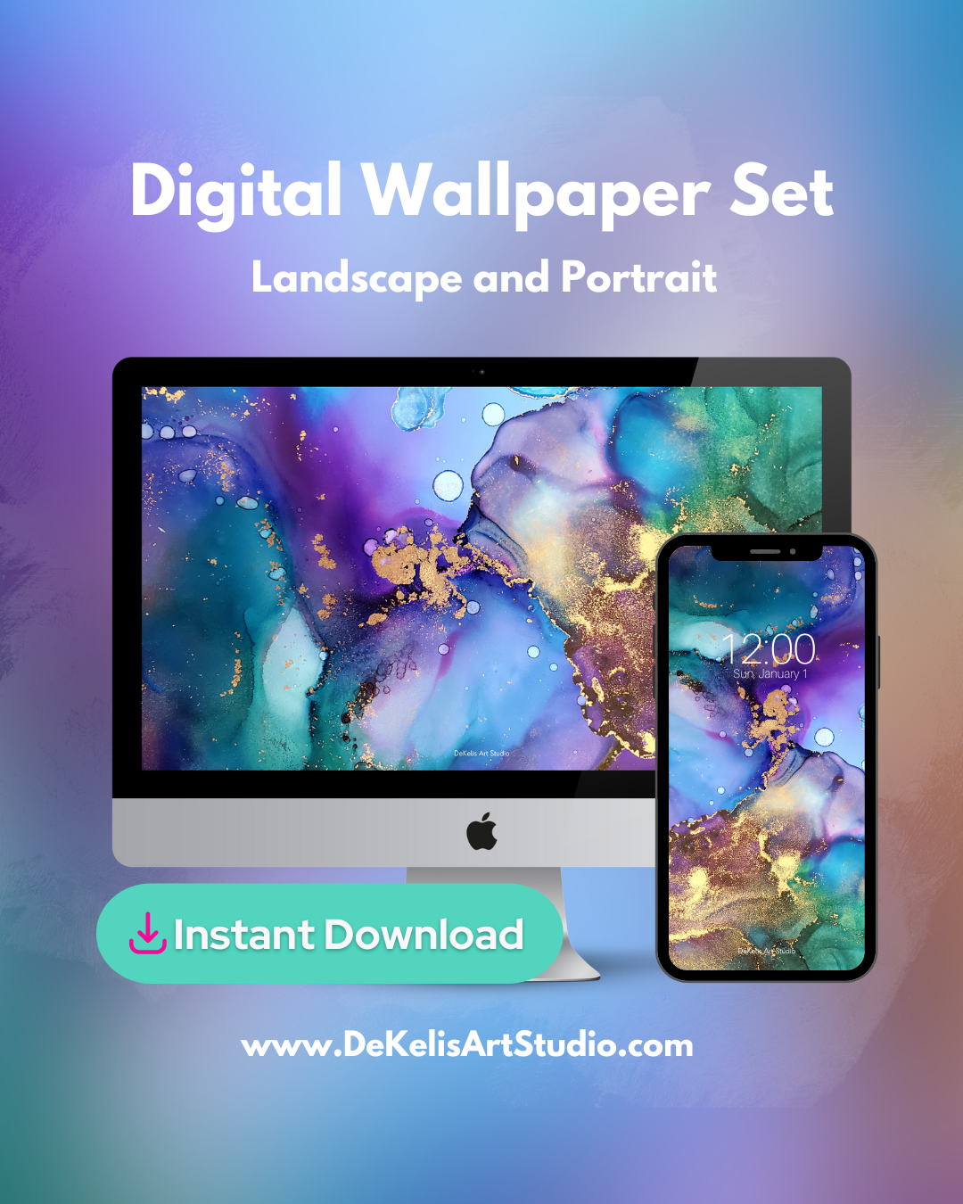 New Beginnings Abstract Painted Digital Wallpaper — DeKelis Art Studio