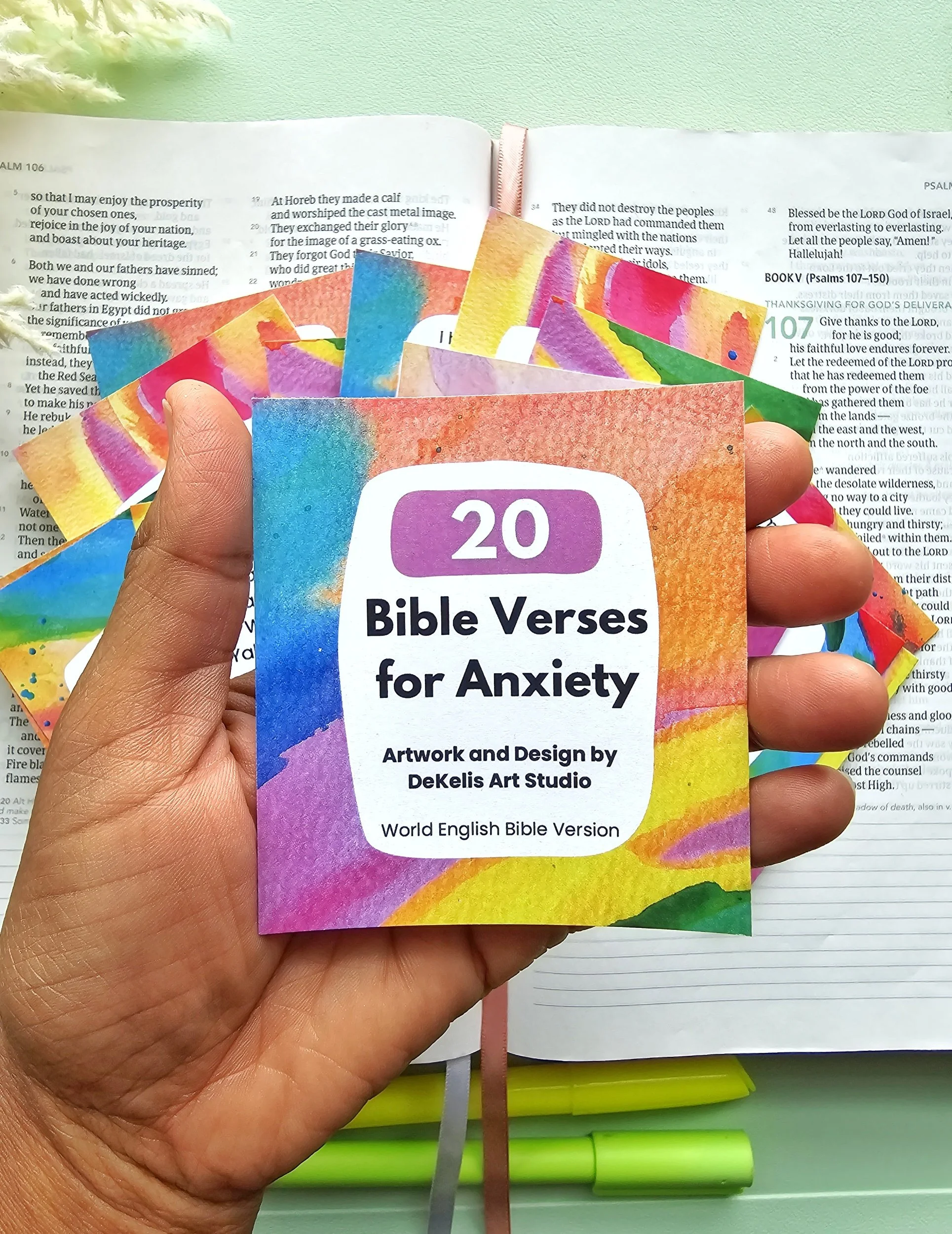 20 Scriptures for Anxiety - Vibrant Abstract Printable Bible Verse ...
