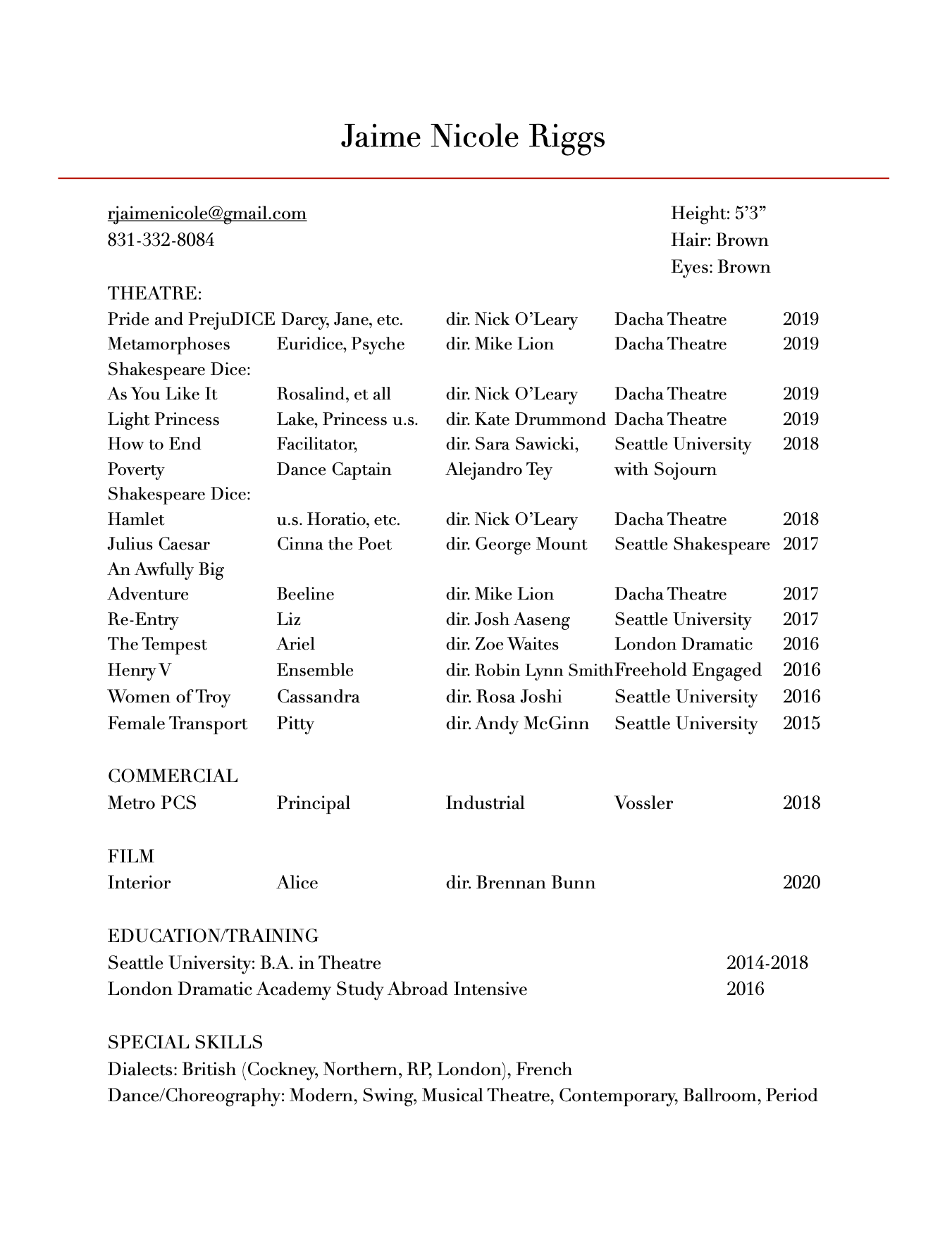 Resume — Jaime Nicole Riggs