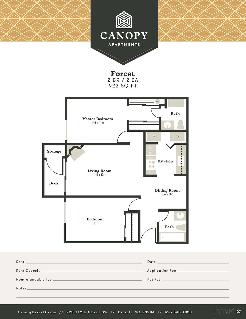 One, Two and Three Bedroom Apartments in Everett | Floor Plans — Canopy ...