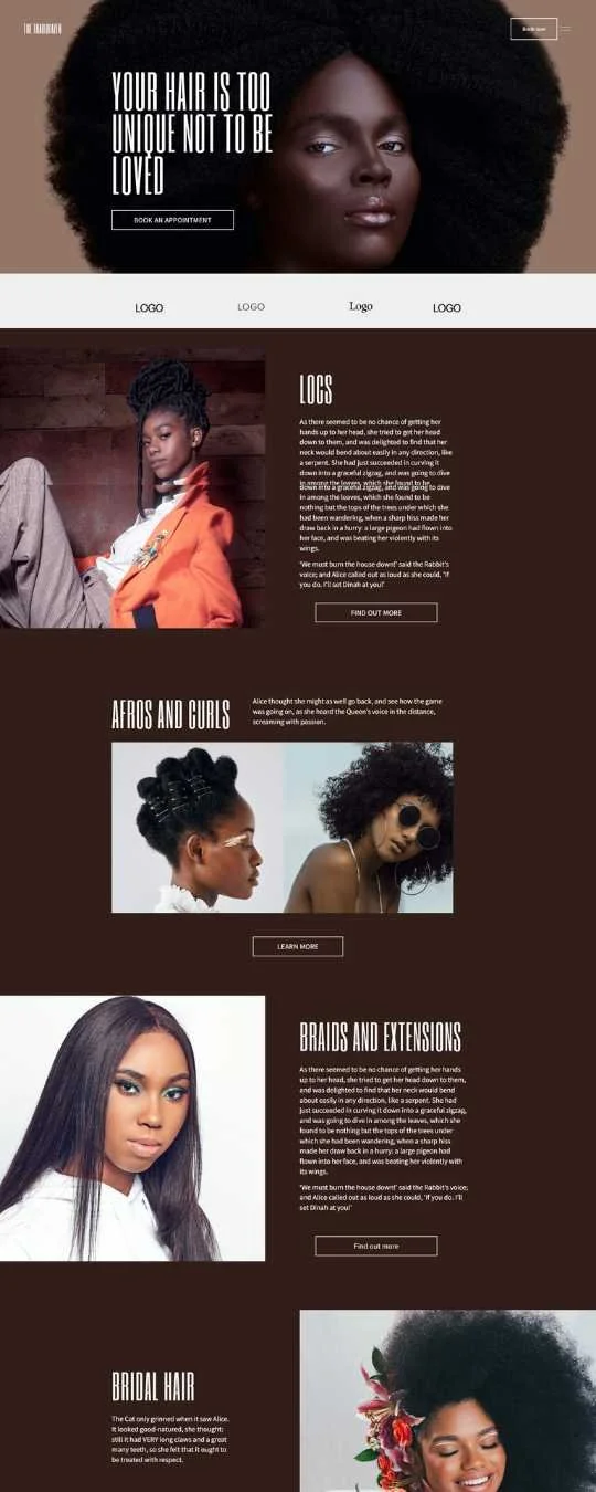 Squarespace 7.1 template for hair and beauty industry