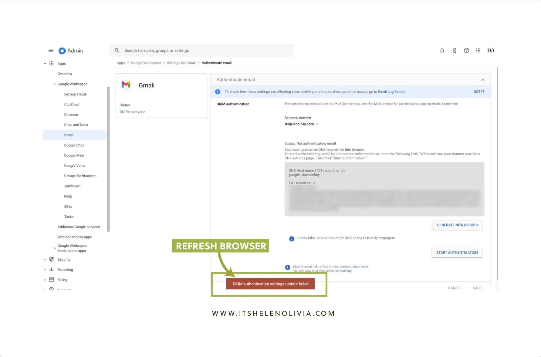 DKIM, DMARC, SPF Setup for Google Workspace and Squarespace — Squarespace Designer | Helen Olivia