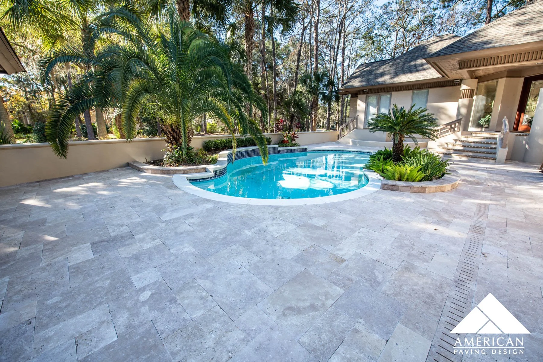 Travertine Pool Deck Designs — American Paving Design