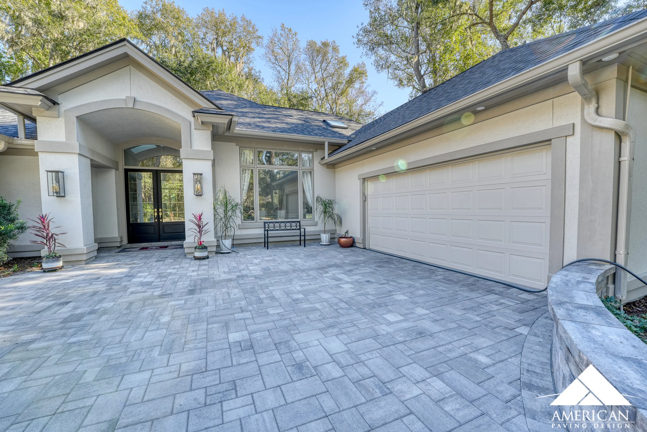 Solar Driveway Lights | Paver Driveway Ideas — American Paving Design