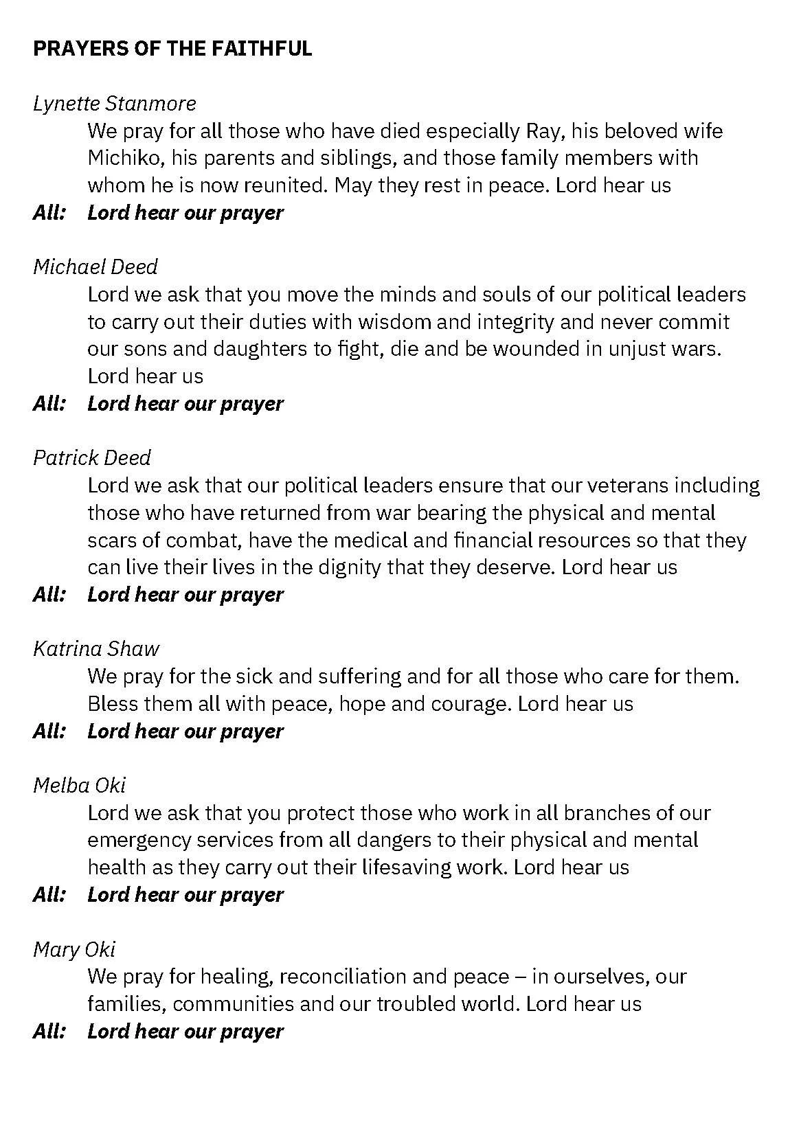 Raymond Deed — Quality Memorial Services Funeral Wedding Livestream ...