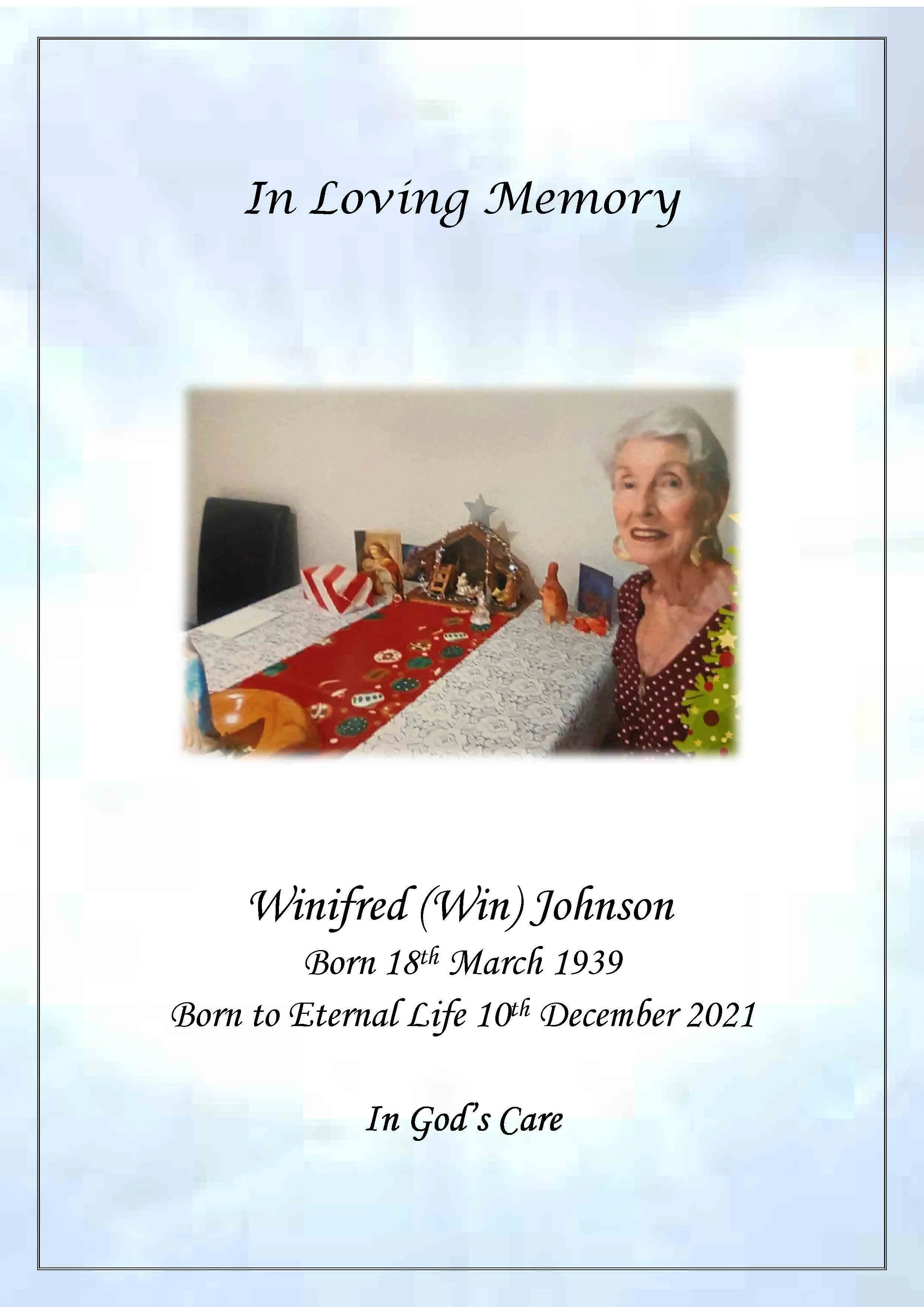 Winifred Johnson — Quality Memorial Services Funeral Wedding Livestream ...