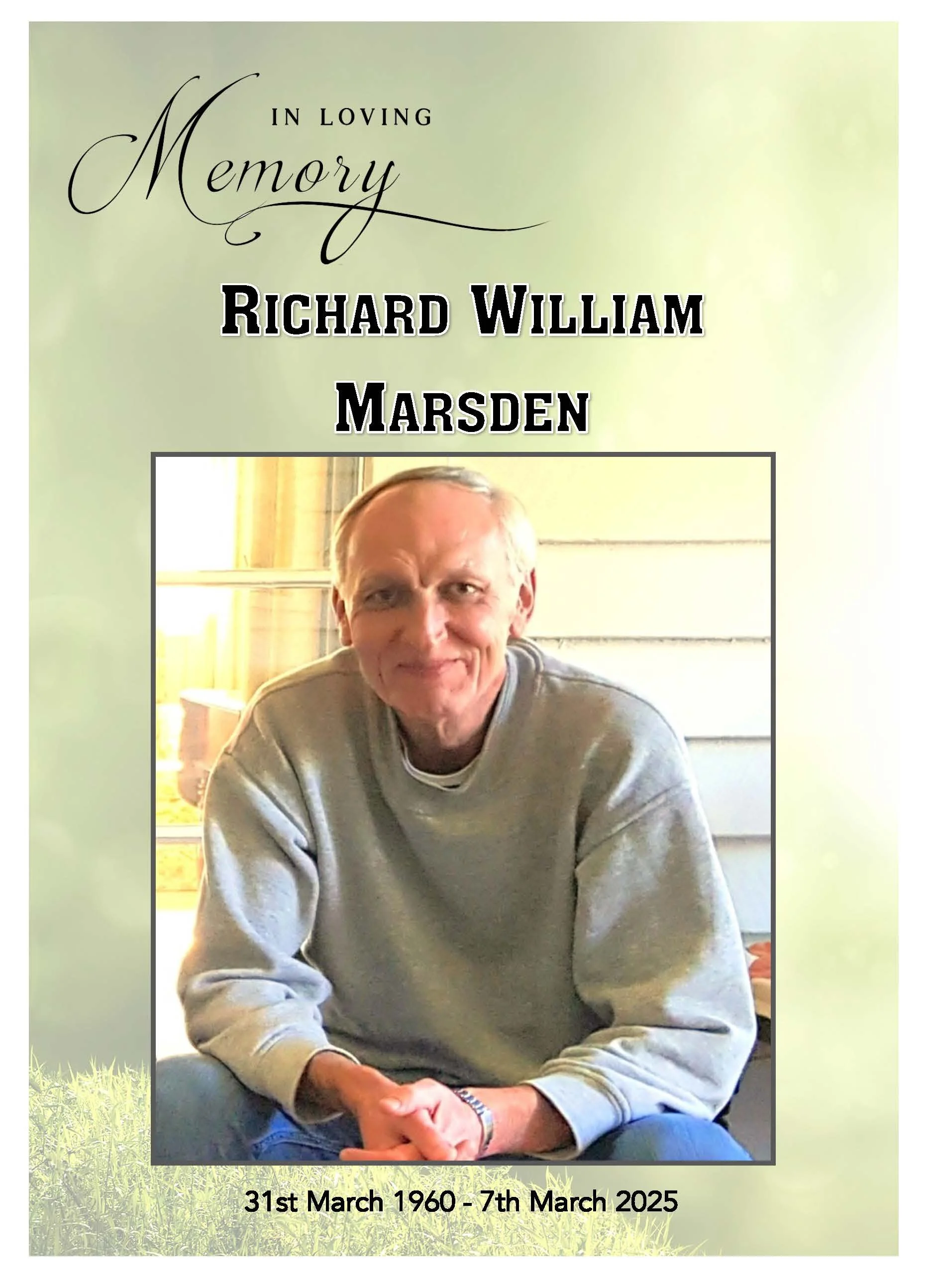 Richard William Marsden — Quality Memorial Services Funeral Wedding ...