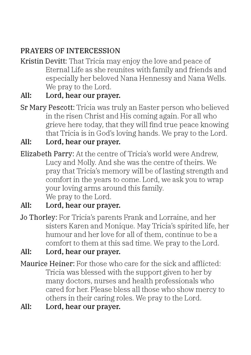 Tricia Parry — Quality Memorial Services Funeral Wedding Livestream ...
