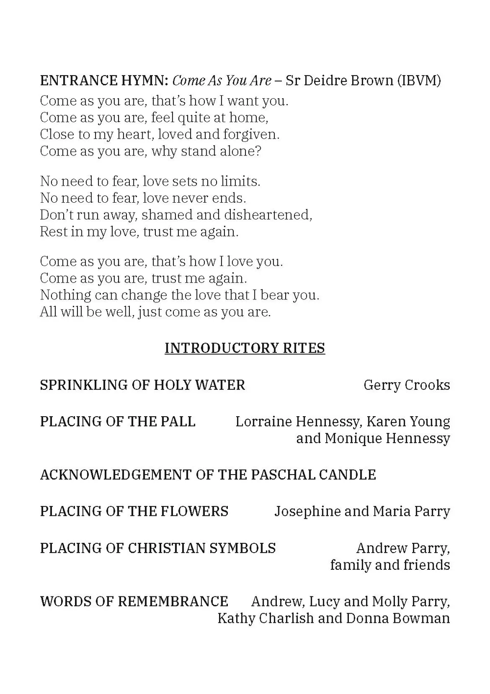 Tricia Parry — Quality Memorial Services Funeral Wedding Livestream ...