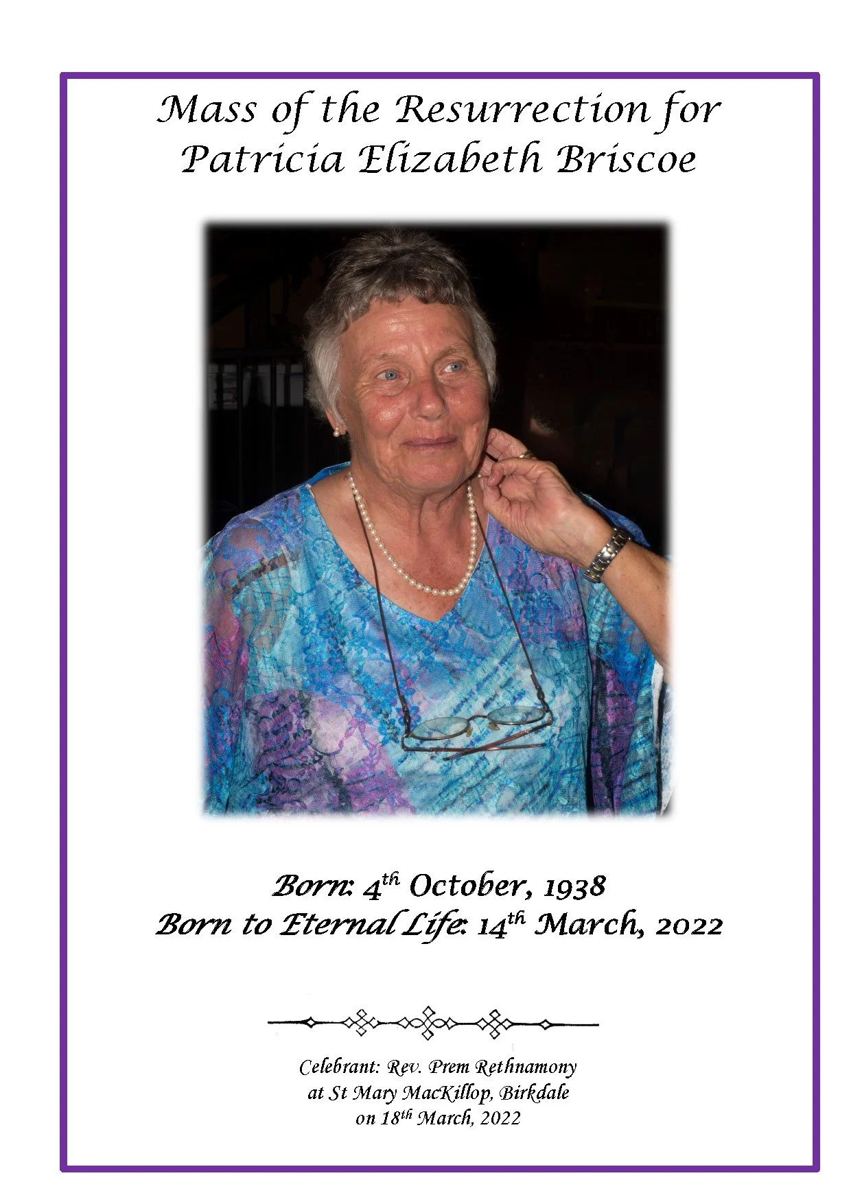 Patricia Elizabeth Briscoe — Quality Memorial Services Funeral Wedding ...