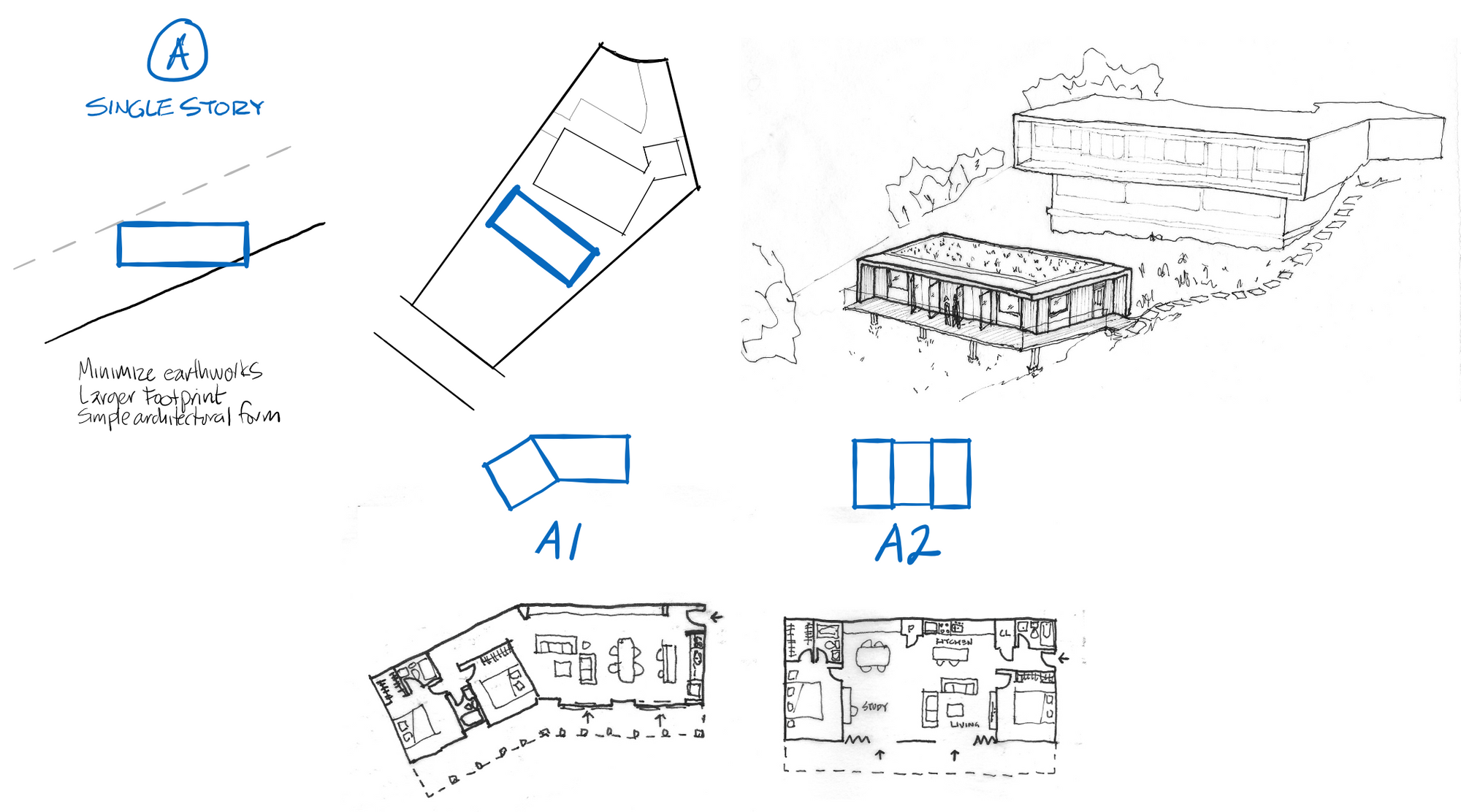 Hillside ADU Design Process: The First Three Drawings, Creating Schemes ...