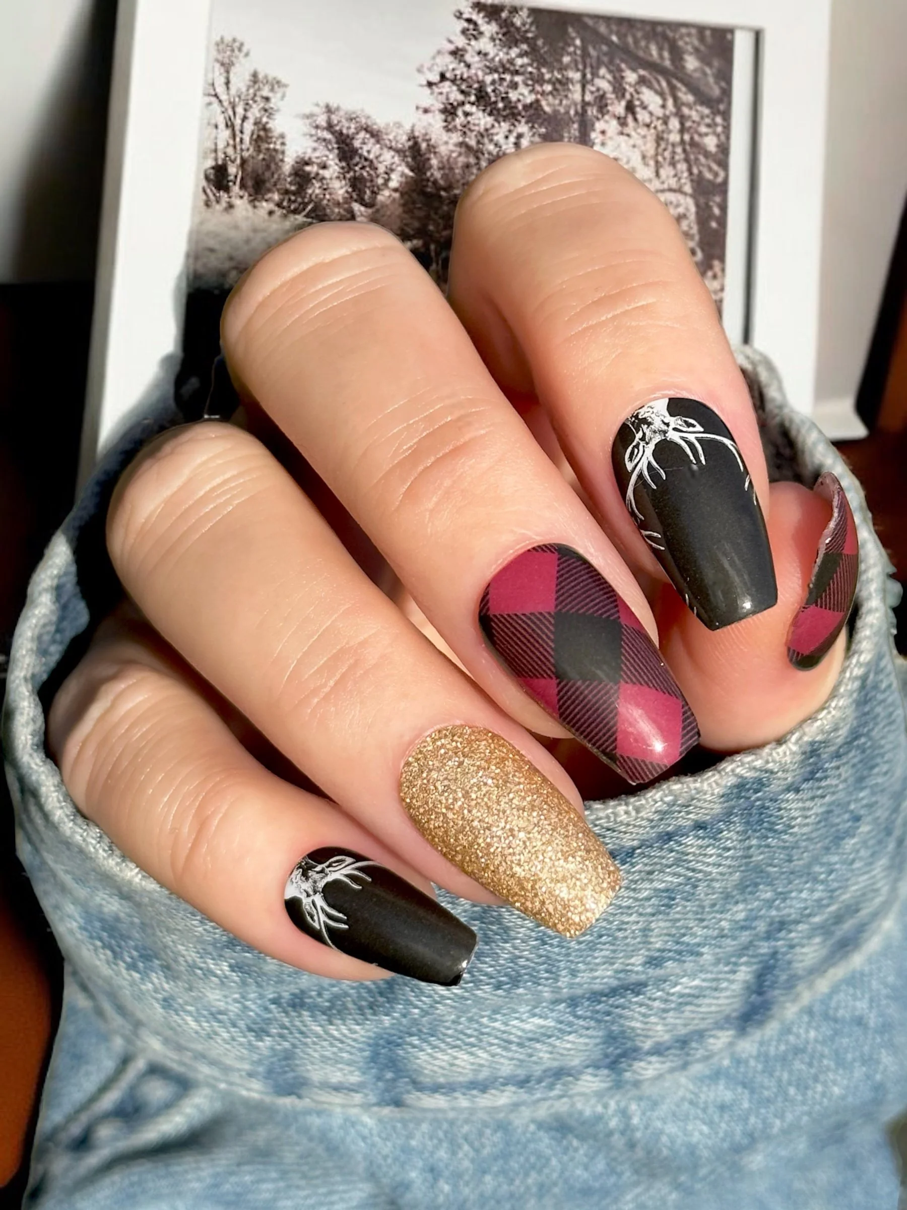 Bucks, Plaid, & Gold Glitter Nail Polish Strips — Tough Girls Inc.