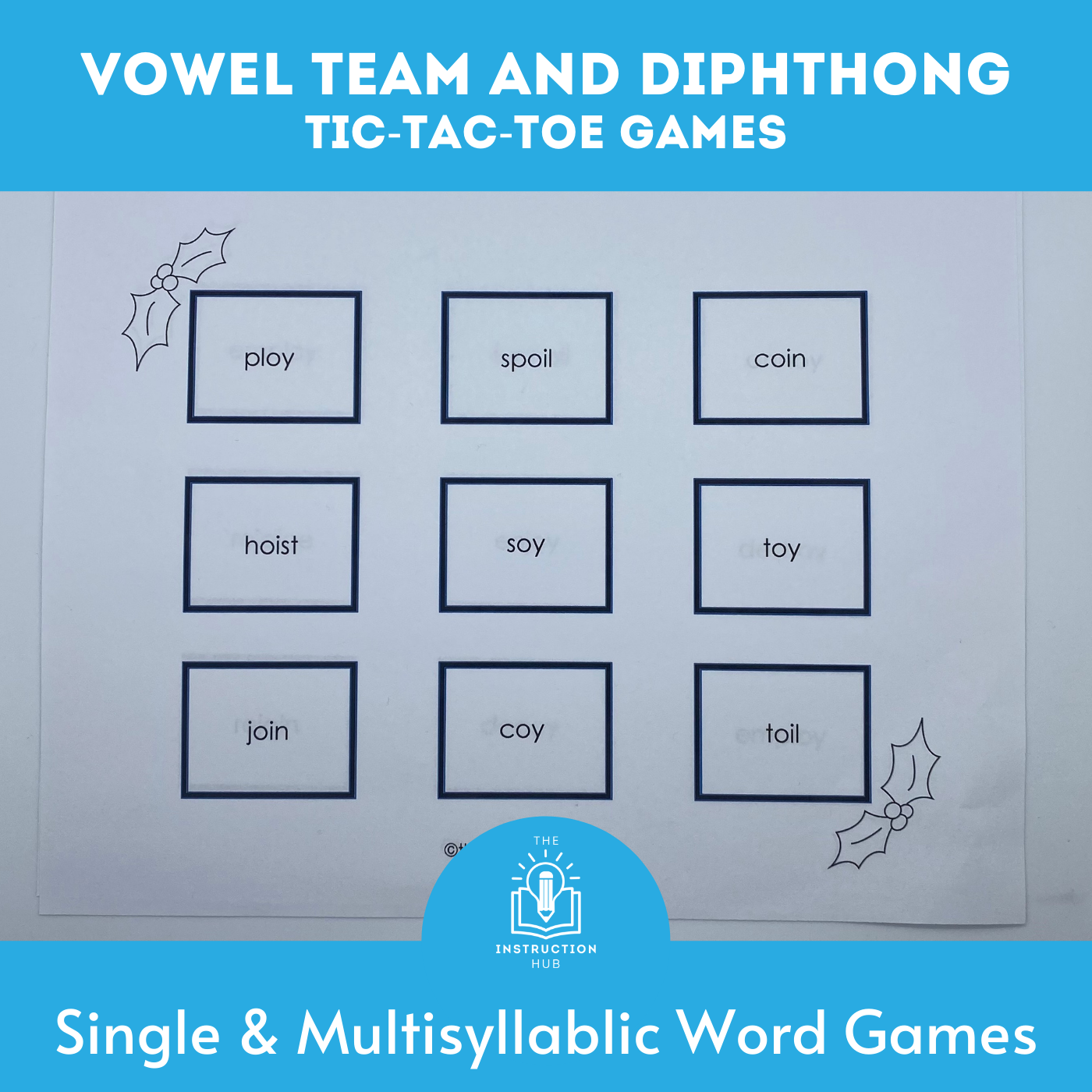 Vowel Team Tic Tac Toe Games — The Instruction Hub