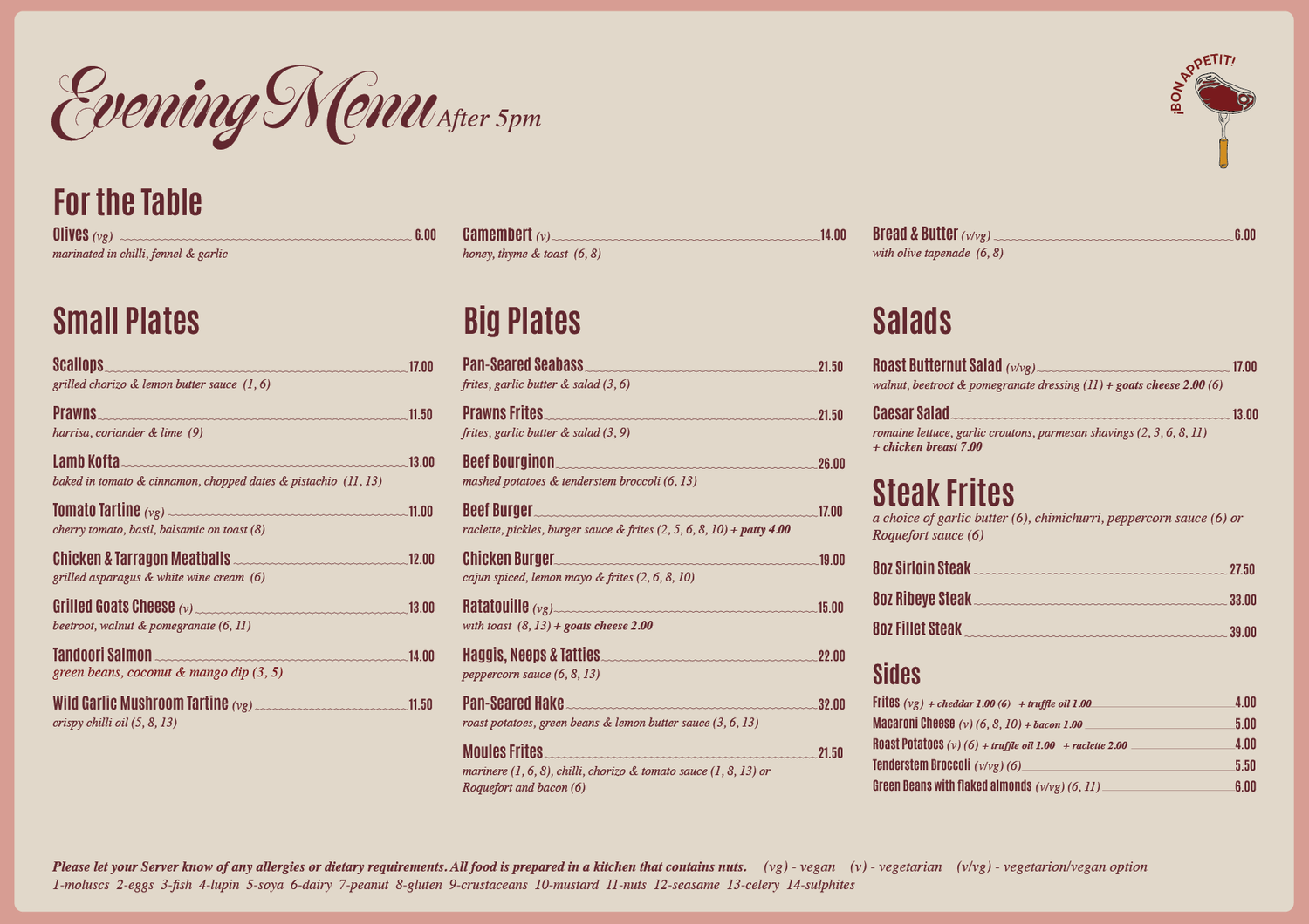 Menu — Wee Paree